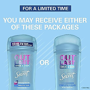 Secret Deodorant Outlast Clear Gel Completely Clean 2.6 Ounce (76ml) (3 Pack)