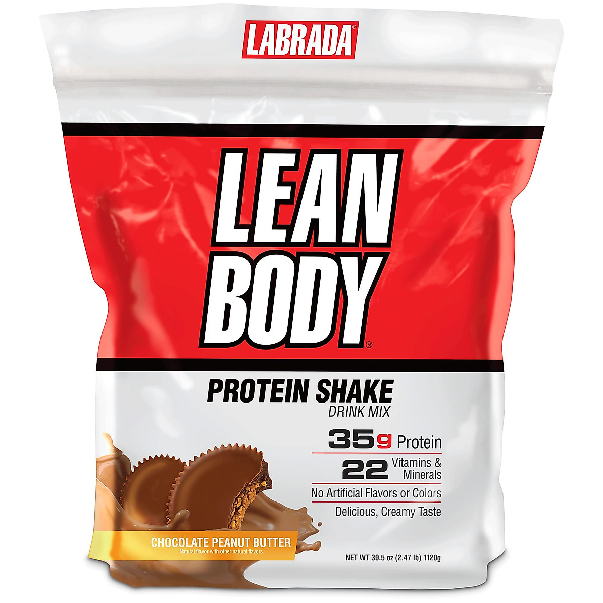 LABRADA Nutrition – Lean Body High Protein Meal Replacement Shake, Whey Protein Powder for Weight Loss and Muscle Growth, Chocolate Peanut Butter, 2.47LB Tub Packaging May Vary