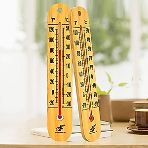 defull Extra Large 10.5-Inch Wood Thermometer Wall Thermometer Wooden Indoor Thermometer with Double Scales ℉&℃ Household Thermometer for Home Office Warehouse Greenhouse