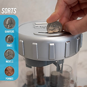 Digital Coin Counter Automatic Coin Sorter - 2020 Version - Digitally Keeps Count of and Automatically Sorts U.S. Coins into Individual Tubes with 20 Coin Wrappers Included