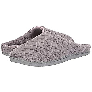Dearfoams Women's Leslie Washable Memory Foam Terry Clog with Wide Widths Slipper, Medium Grey, 7-8