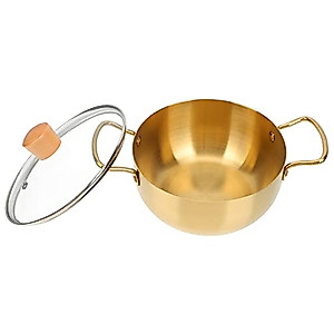 Tofficu 1 Set Ramen Pot Stainless Steel Saucepan Korean Ramen Stainless Steel Sauce Pan with Lid Instant Noodle Pot Ramen Cooking Pot Korean Ramen Dish Stock Pot Korean Noodle Pot Hot Pot