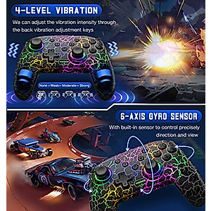 Gammeefy Switch Controller, Wireless Switch Pro Controller for Nintendo Switch/Lite/OLED, 9 Color Adjustable LED Switch Remote Compatible with PC/Android/IOS with Programmable Function