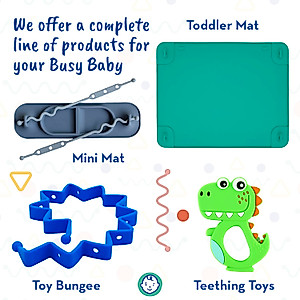 Busy Baby Bottle Bungee - Sippy Cup Strap - Keep Bottles and Sippy Cups Off The Floor - Great for Babies, Toddlers and Kids - Food Grade Silicone - Dishwasher Safe - Pewter
