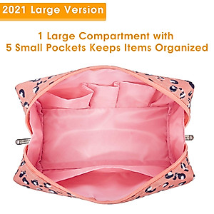 Large Makeup Bag Zipper Pouch Travel Cosmetic Organizer for Women (Large, Leopard)