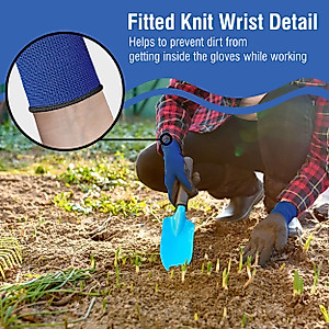 Blue Medium Working Gloves with PU Coating - 3 Pairs of Safety Work Gloves - Good for Construction, Roofing, Landscaping, Warehouse, Carpenter, Electric Work