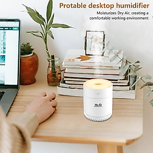 Mini Humidifiers for Bedroom 350ml Small Plants Humidifier Indoor Portable Travel Desk Cool Mist Humidifier, Auto Shut-Off 2 Mist Modes Humidificador for Bedroom Plants Travel Office Desk Car White