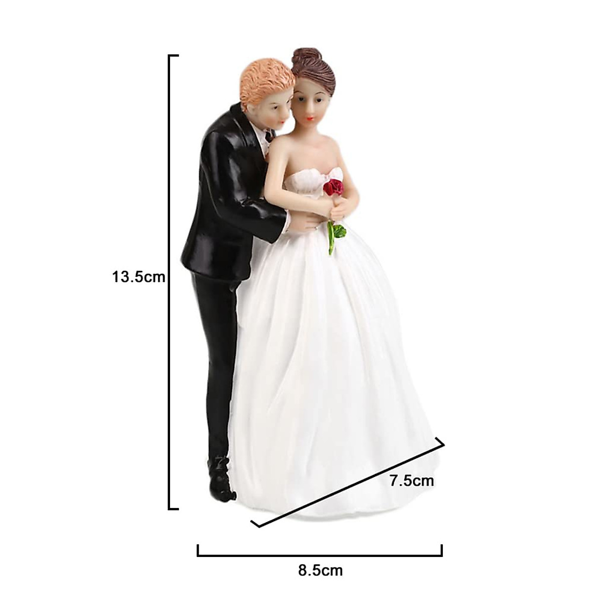 Romantic Wedding Party Cake Topper Ornament, Synthetic Resin Bride & Groom Figurine Used for Wedding Cake,Valentine's Day Present,Home Decoration (F)
