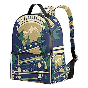ANINILY Backpack For Womens, Pop Jeep Poster Backpack College Bags Women Shoulder Bag Daypack Bookbags Travel Bag
