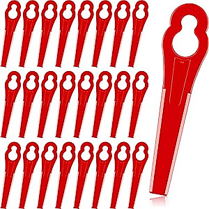 Honoson Plastic Machine Trimming Blades Replacement Plastic Blades Accessories Trimmer Grass Mowing Nylon Blades Garden Lawn Mower Accessories Tools Compatible for PolyCut 2-2 (Red,100 Pieces)
