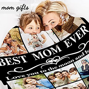 Prints Fun Personalized Picture Blanket for Best Mom Ever Mothers Day Birthday Gifts for Mom Customized Photo Throw Blanket for Mom, Grandma, Women