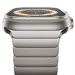 NewWays Metal Band Compatible with Apple Watch Ultra 2 Band 49mm Series 9 Series 8 45mm Series 7 44mm 42mm Ultra 49mm, iWatch Ultra SE Series8 7 6 5 4 3 2 1 Stainless Steel Link Bands, Titanium