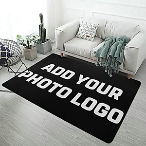 EXYLANOR Personalized Area Rugs with Logo Customized with Photo Text Name Carpets Custom Soft Door Mats Decorative Home Garden Office, Black, 60x40 Inch