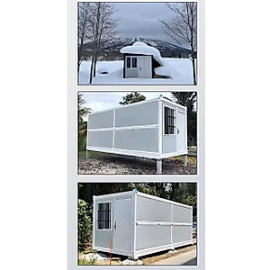 Generic Airconditioned Foldable Prefab Homes Prefabricated 20ft Office Fully Equipped Expandable Container Movable House with Bathroom +Kitchen with Sun Shade, Customized