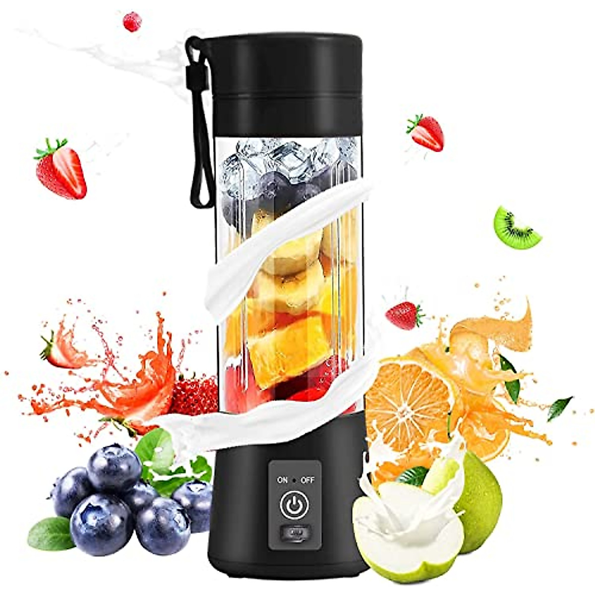 Portable Blender, Personal Mixer Fruit Rechargeable with USB, Mini Blender for Smoothie, Black