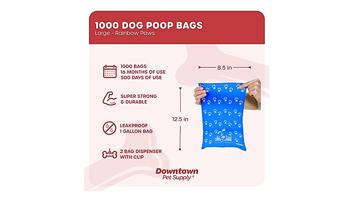 Downtown Pet Supply Rainbow Dog Poop Bags - 1000 CT