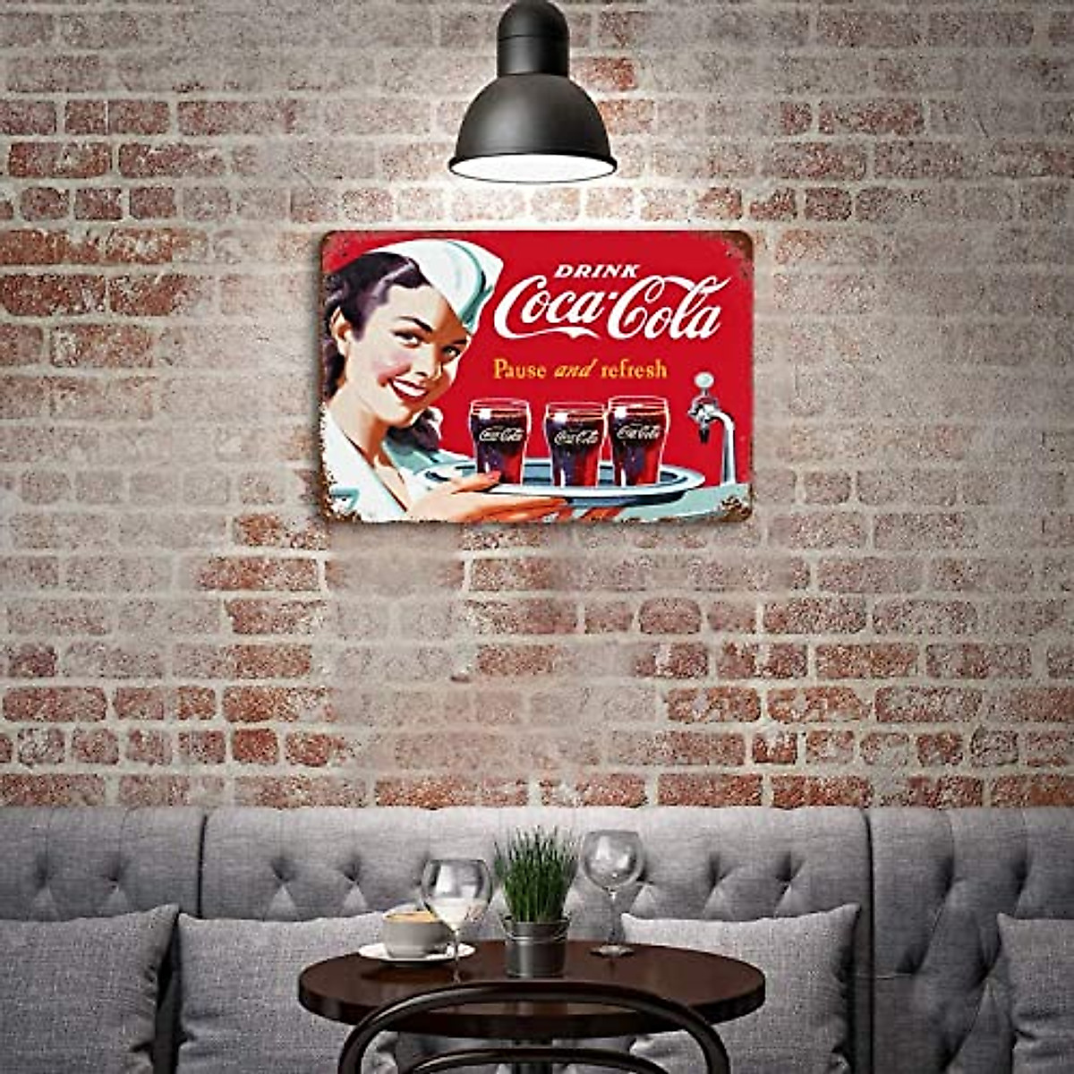 ZOMOY Coca-Cola Waitress Metal Tin Sign Vintage Metal Sign Retro Tin Sign Wall Art Poster Wall Signs For Bars Cafes Pubs Men Caves
