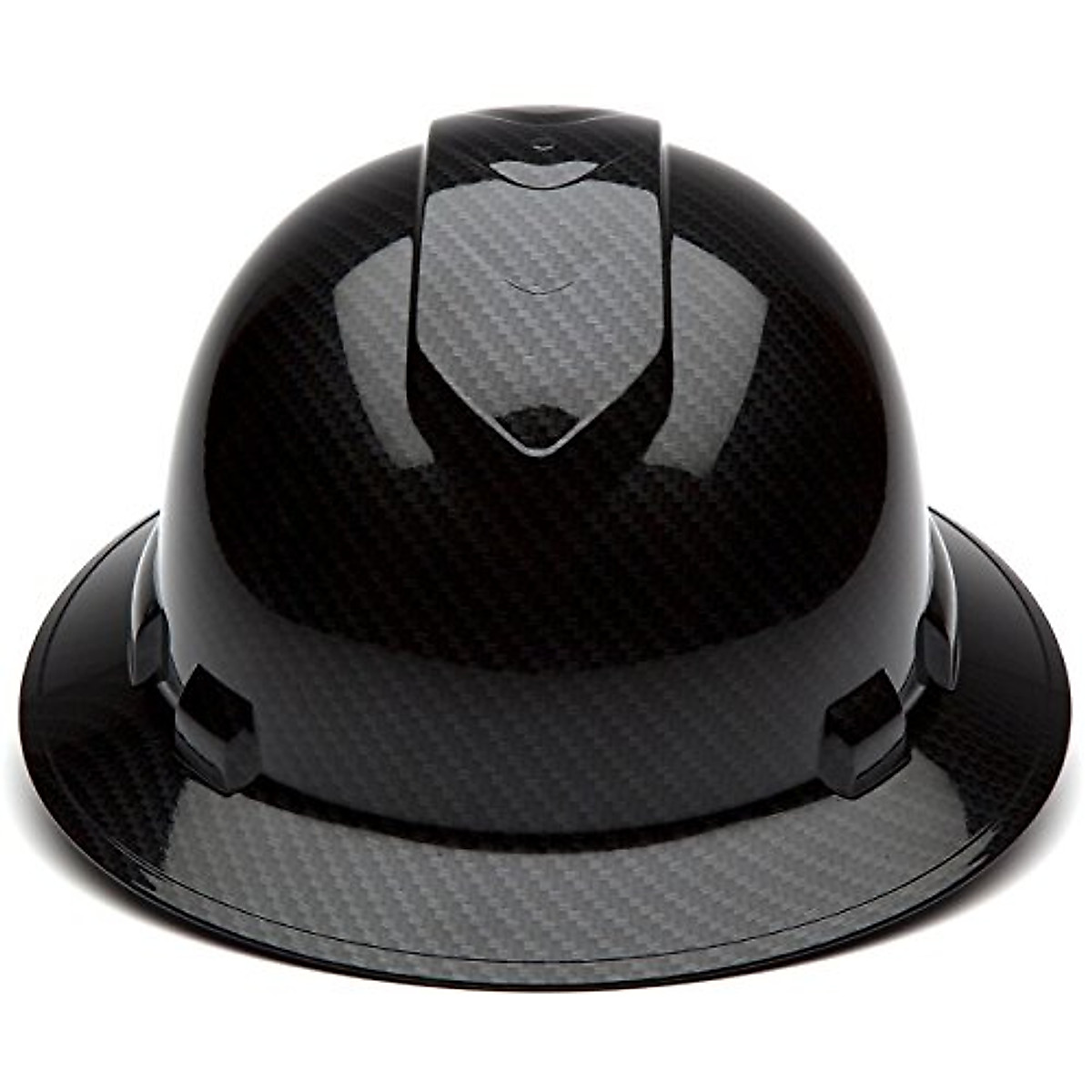 Pyramex Ridgeline Full Brim Hard Hat, 4-Point Ratchet Suspension, Shiny Black Graphite Pattern