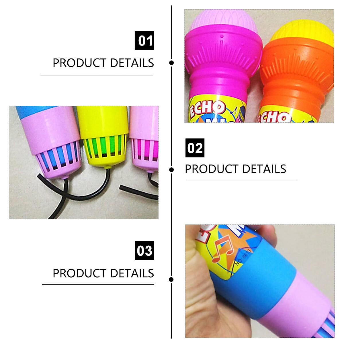 Totority Microphone Kids Echo Microphone for Kids: 3pcs Voice Amplifying Microphone Toy for Kids and Toddlers Singing Speech Communication (Random Color) Toddler Microphone