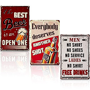 3 Pieces Bar Signs Home Decor Rustic Retro Vintage Design Bar Rules Art Signs Metal Tin Sign Bar Pub Man Cave Poster Tinplate Print for Bar Pub Restaurant Decoration 8 x 12 Inch (Delicate Style)