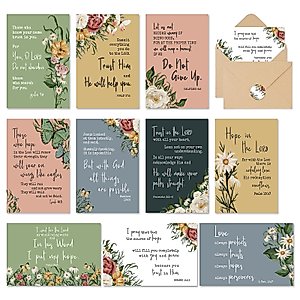Whaline 40 Pack Christian Greeting Cards Bible Verse Floral Decorative Gift Cards with Envelopes & Stickers Blank Note Cards Assortment for Baby Shower Birthday Party Supplies