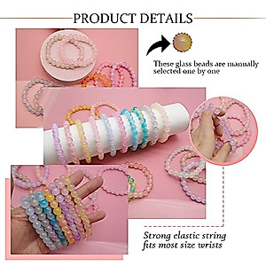 SAMOCO 18Pcs 8mm Beaded Stretch Bracelet Handmade Round Glass Bracelet for Women Multicolor Matte Beads Elastic Bracelet