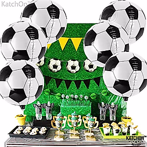 KatchOn, Huge 22 Inch Mylar Soccer Balloons - Pack of 6 Soccer Ball Balloons | 4D Soccer Balloon for Soccer Party Decorations | Soccer Foil Balloons, Soccer Birthday Decorations | Soccer Party Favors