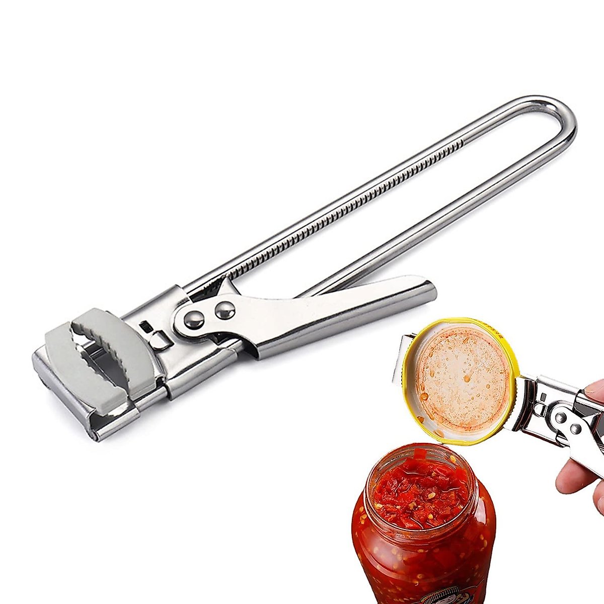 Warncode Jar Opener - 2023 NEW Adjustable Multifunctional Stainless Steel Can Opener, Jar Opener for Weak Hands,Longer Handheld Bottle Opener for Any-Size lids (7.7 in,1PC)