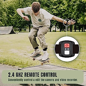 Exprotrek 4K Action Camera with Touch Screen, EIS Stabilization, 170 ° Ultra Wide Angle, 40 Meter Waterproof Underwater Camera, Remote Control Sports Camera with Helmet Accessory Set