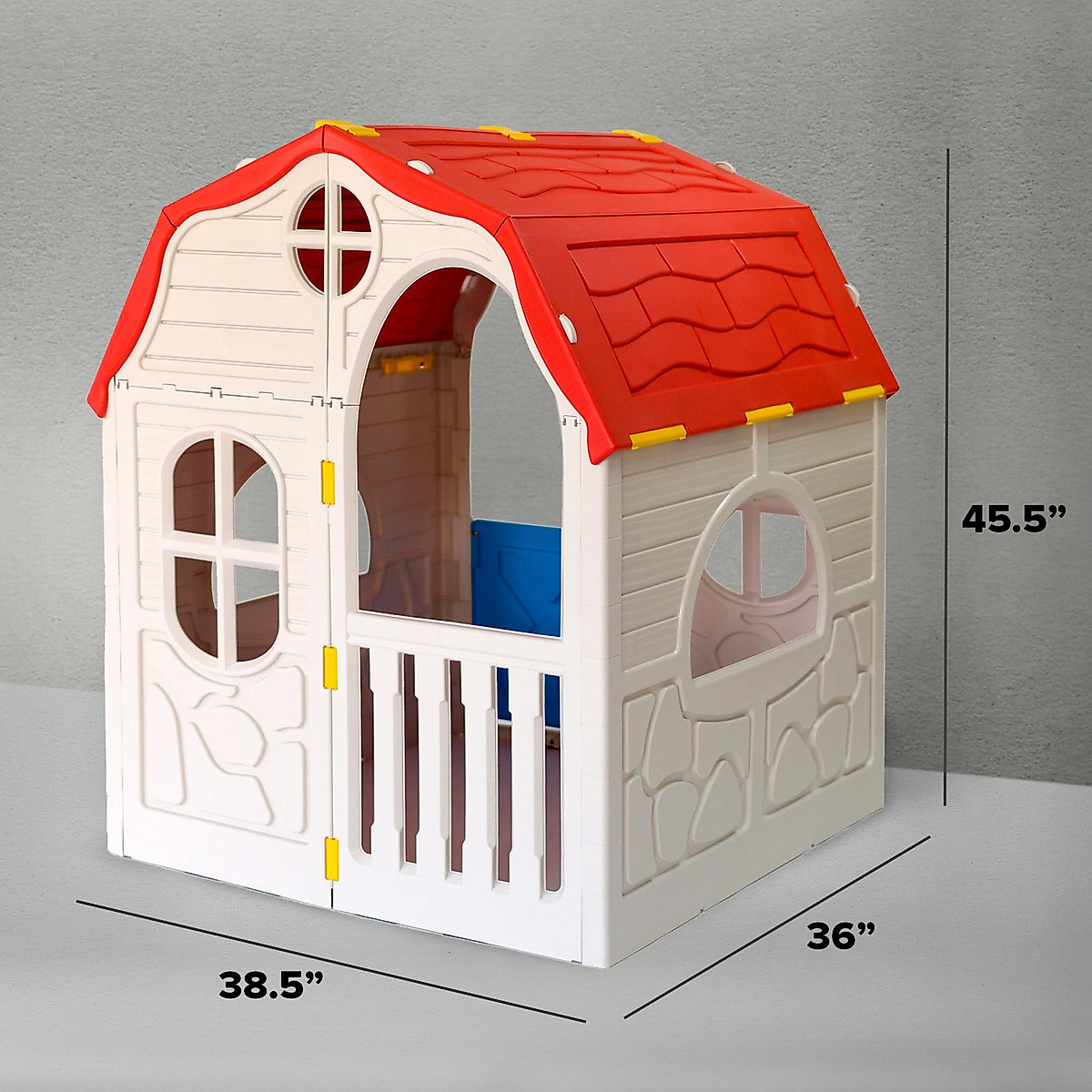 Ram Quality Products Classic Real Feel Cottage Compact Foldable Plastic Toddler Roomy Outdoor Playhouse for Children Ages 2 Years Old and Up, White