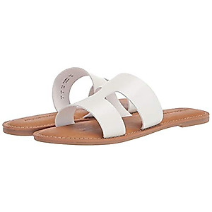 Amazon Essentials Women's Flat Banded Sandal, White, 9