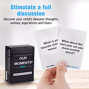 OUR MOMENTS Families: 100 Conversation Starter Cards for Families and Kids - Relationship Building - Car Travel, Road Trip & Card Game for Healthy Loving Family - Questions for Family Activities