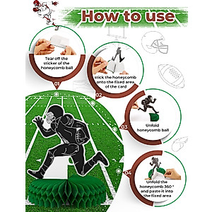 Adeyoo 10Pcs Football Party Honeycomb Centerpieces,Football Centerpieces for Table Birthday Party Centerpiece Topper Decorations for Birthday Baby Shower Tailgate Party Supplies