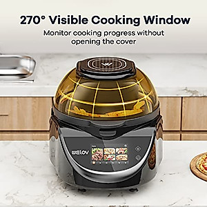 WELOV Air Fryer 8 Quart 50 Pre-Programmed Recipes for Quick Easy Family Meals, Visible Cooking Window, Easy to Clean Non-Stick, Dishwasher Safe, DIY Custom Temp & Time, Black