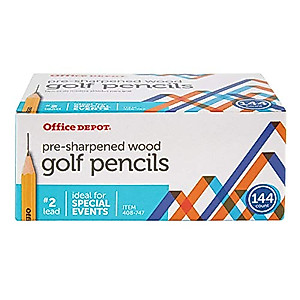 Office Depot® Brand Golf Pencils, Medium Point, Yellow, Pack of 144