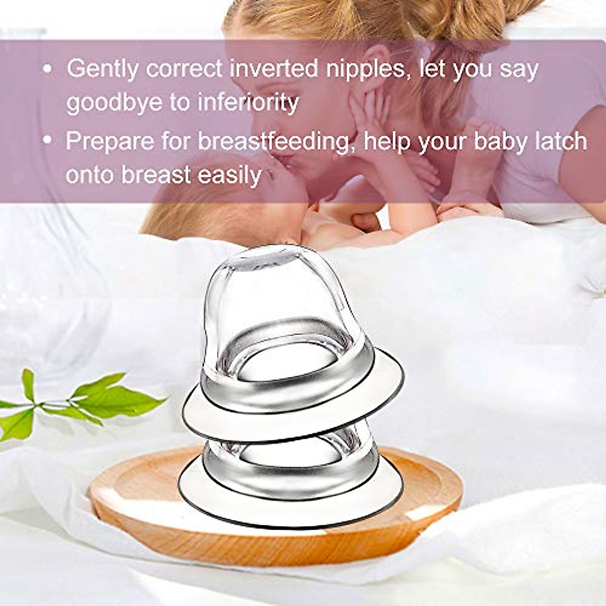 Promifun Silicone Nipple Correctors, 4 Pcs of Nipple Suckers for Shy, Flat and Inverted Nipples, Breastfeeding for Pregnant Women, Young Girl or Breastfeeding