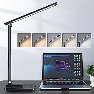 Mubarek Desk Lamp,15 Modes LED Desk Light,500 Lumen LED Lamp,Dimmable LED Table Lamp,Desk Lamps Office Accessories,Adjustable&Foldable Reading Lamp,Desk Light,LED Desk Lamp for Study Lamp,Bedside Lamp