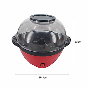 Automatic Stirring Popcorn Maker Popper, Electric Hot Oil Popcorn Machine with Measuring Cap & Built-in Reversible Serving Bowl, Great for Home Party Kids-1