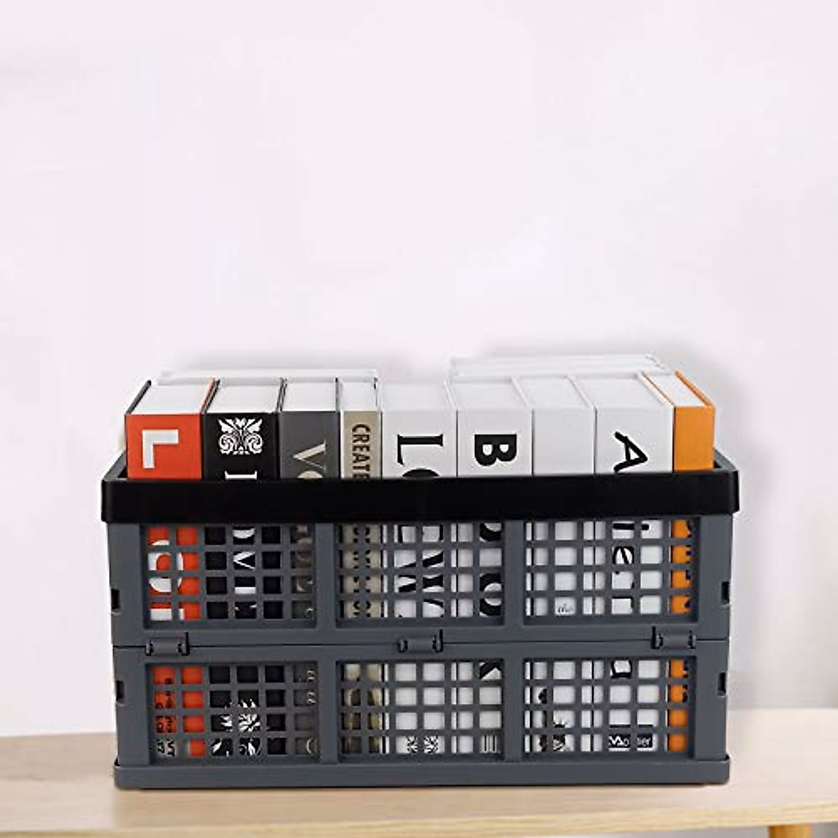Leendines 32 Liter Foldable Storage Basket, Plastic Collapsible Crate, 3 Packs