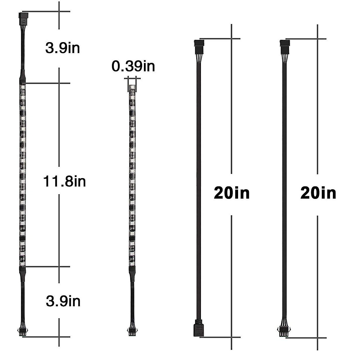 airgoo PC RGB LED Strip Light, 36 LEDs 2pcs 12inch Magnetic LED Strip for Motherboards 12V 4Pin RGB LED Header, Easy to Install with Magnets or Back Self-Adhesive