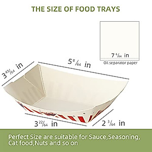 100 PCS Paper Food Trays 0.5 lb Food Holder Trays,Eco Friendly Food Boats,Disposable Plaid Classy Red,Blue and White Boats for Festival,Carnival, for Concession Food and Condiments,Mini Food Trays