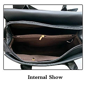 Rullar Women 2Pcs Handbag Set Bow-Knot Satchel Top-handle Crossbody Bag Tote Wallet Purse with Heart Pendant Black