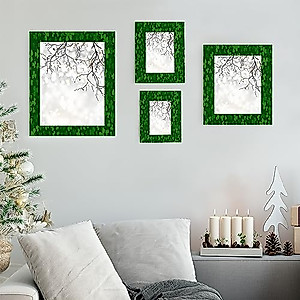 POFATO Lucky Four Leaf Clover Pattern 5x7 Picture Frame Wood Photo Frame for Tabletop Display Wall Mount Picture Frame Display 5 x 7 Inch Photo Wall Decor Home Gift Frames