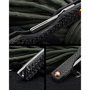 ainhue A32-CF Compact Slip Joint Scalpel Folding Pocket Knife, 10pcs #24 Replaceable Blade, 3.2 inches Contoured Carbon Fiber Handle with Lanyard, Utility EDC Keychain Box Opening Knives