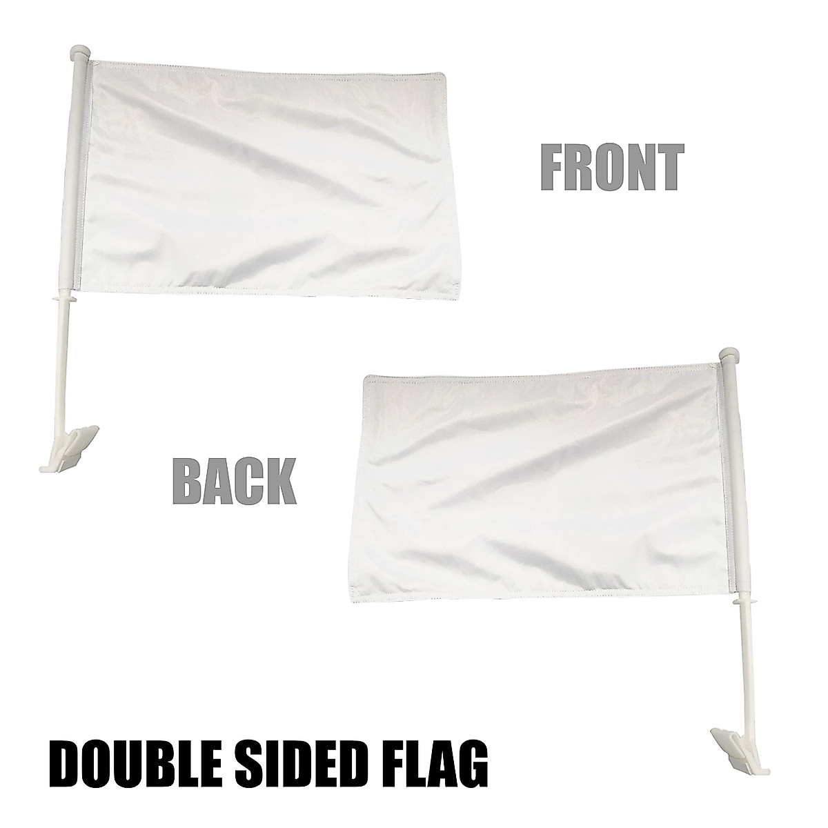 BANNER BUZZ MAKE IT VISIBLE Solid White Car Window Clip Flag Fade Resistant Vehicle for Patriotic, Sports Events, Parades - Premium - Double Side Printing (Pack of 100)