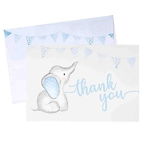 GSM Brands Thank You Cards for Baby Shower with Boy Theme - 20 Cards with Envelopes (4 inch x 6 inch)