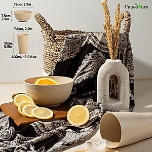 CauseWare Wheat Straw Dinnerware Sets - Service for 8, 32 Piece Unbreakable Dinnerware, Lightweight, Durable Wheat Straw Bowls, Cups & Plates - Sandstone