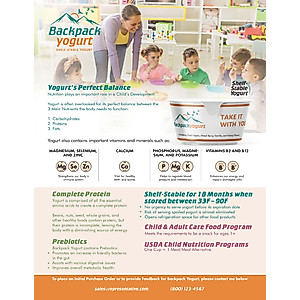 Backpack Yogurt, Strawberry 4 oz. (48 count) - Real Fruit Yogurt - No Fridge Needed - Kosher Certified - Gluten Free Snack For All Ages