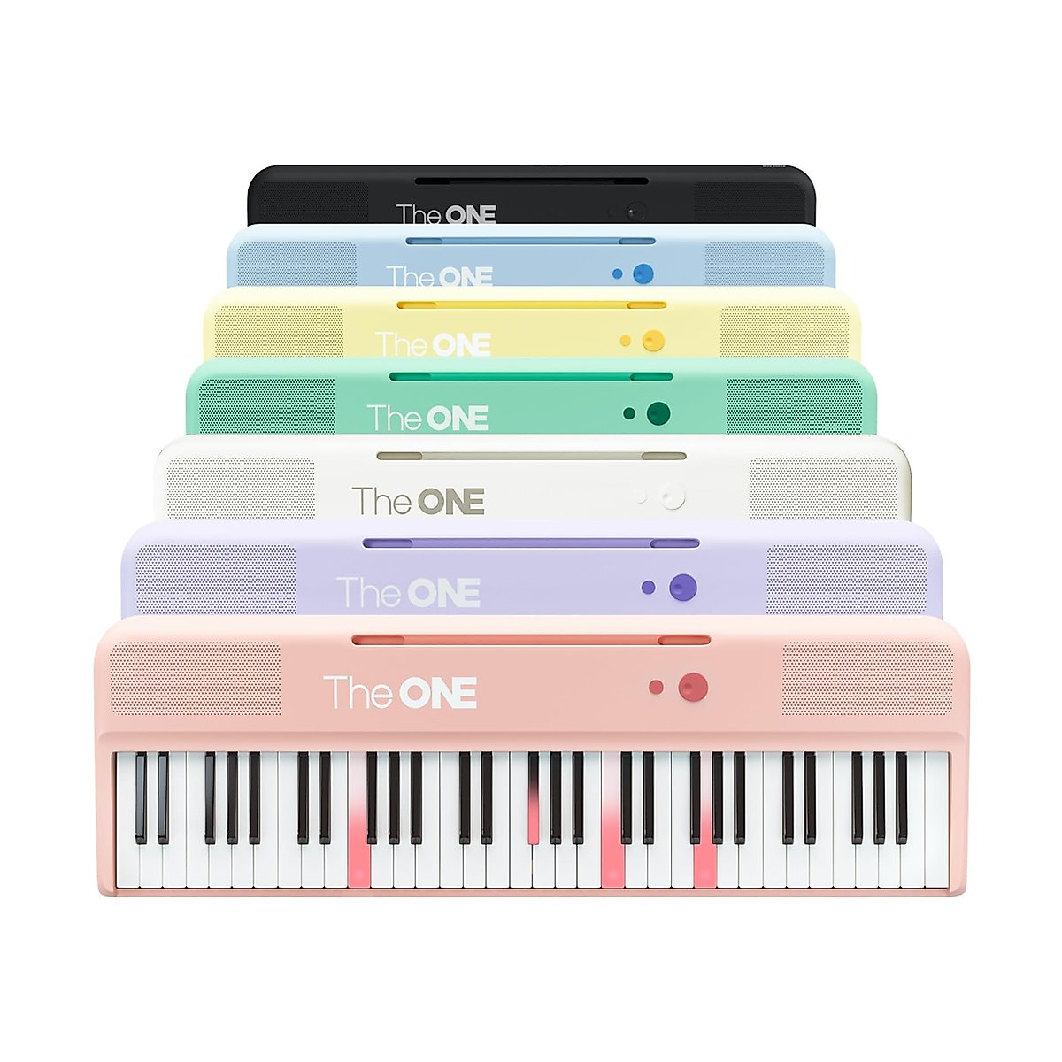 The ONE Smart Keyboard COLOR 61 Lighted Keys Piano Keyboard, Digital Piano for Beginners with 256 Tones, 64 Polyphony, Built-in LED Lights and Free Apps (Pink)