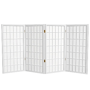 3 ft. Short Window Pane Shoji Screen - White - 4 Panels